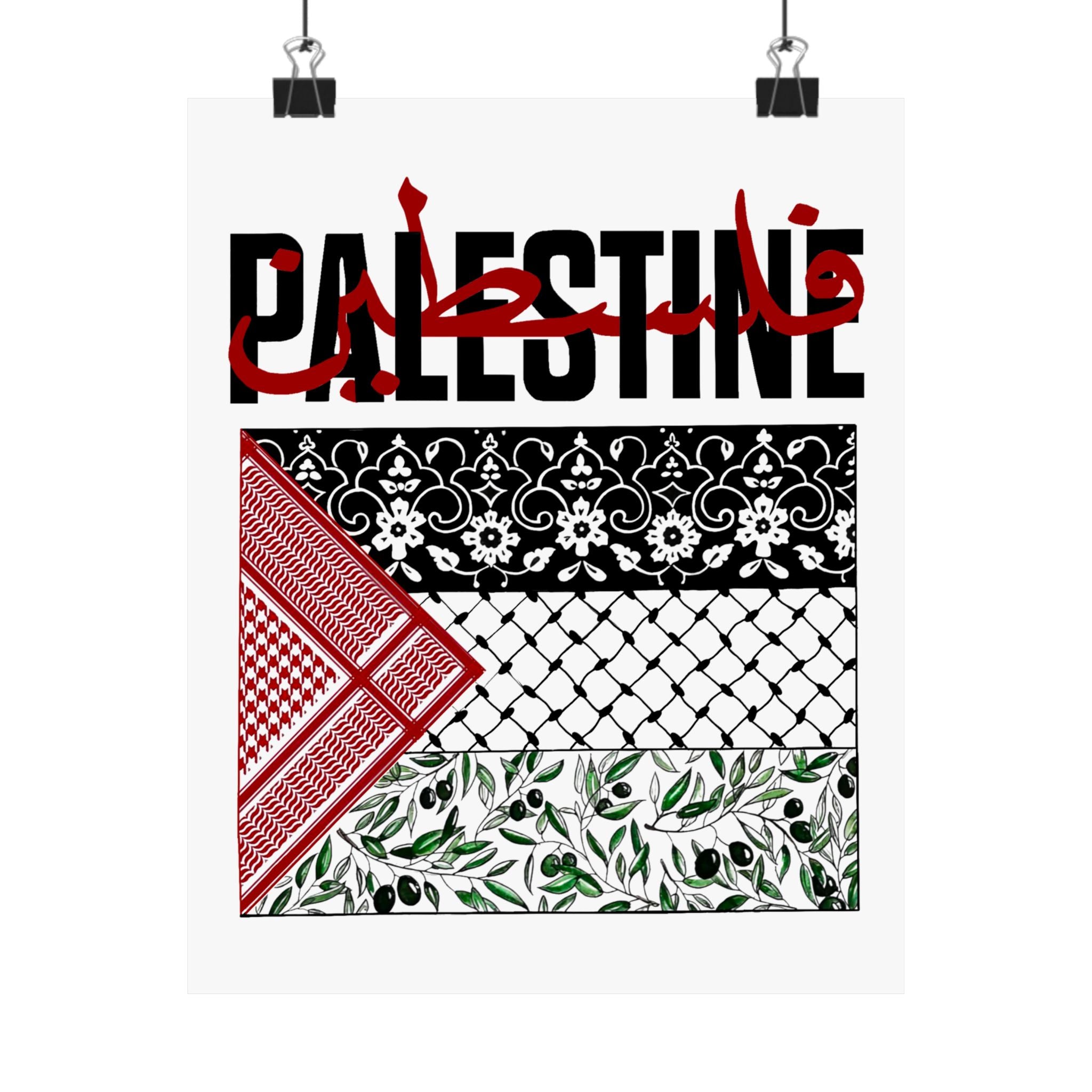 Palestine Flag Poster – Resistance Art Print (3 Sizes) – Silenced Roots