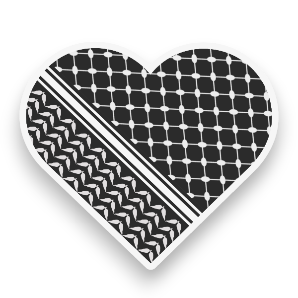 Black Heart Keffiyeh Magnet – Palestine Solidarity Gift – Silenced Roots