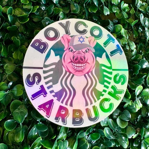 Boycott Starbucks Vinyl Sticker – Protest Design – Silenced Roots