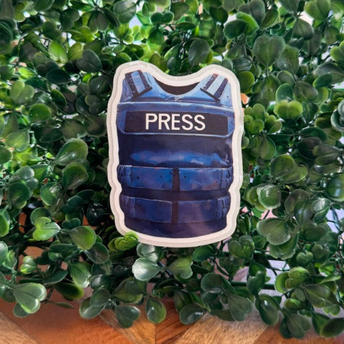 Press Vest Vinyl Sticker – Journalists for Justice Decal – Silenced Roots